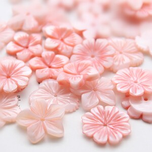 20pcs Natural Pink Shell Flower Beads Shell Carved Flower Beads B010108 ...