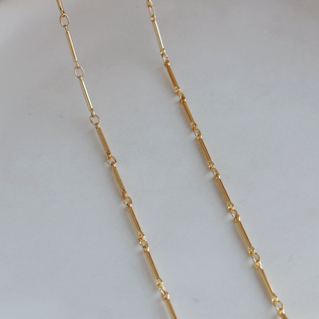 1.2mm 14k Gold Plated Brass Bar Chain for Bracelet and Necklace TR195 ...