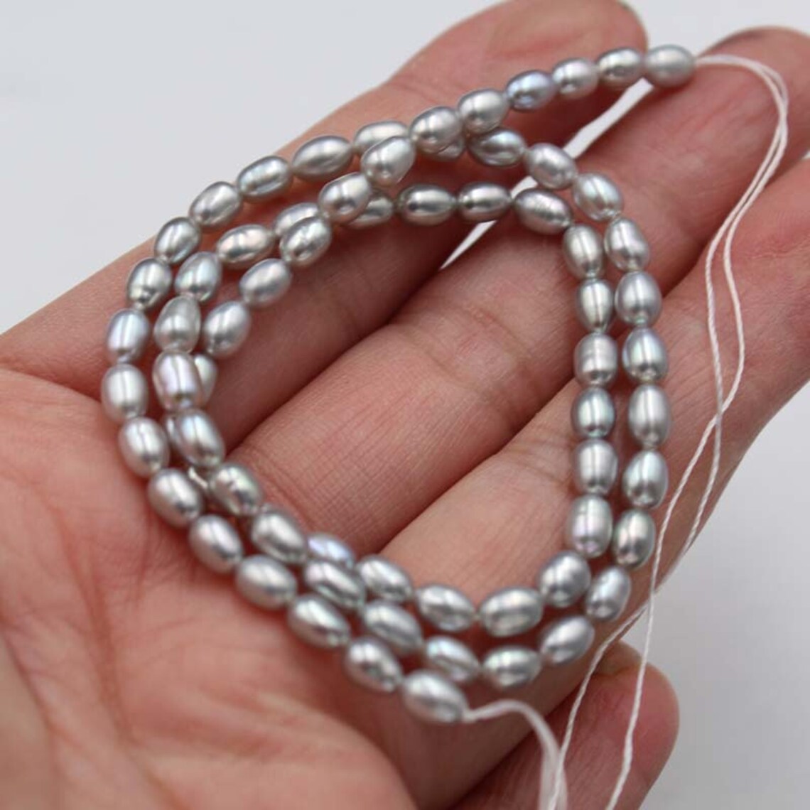 1 Strand 4-5mm Gray Freshwater Rice Pearlsfresh Water Pearl | Etsy
