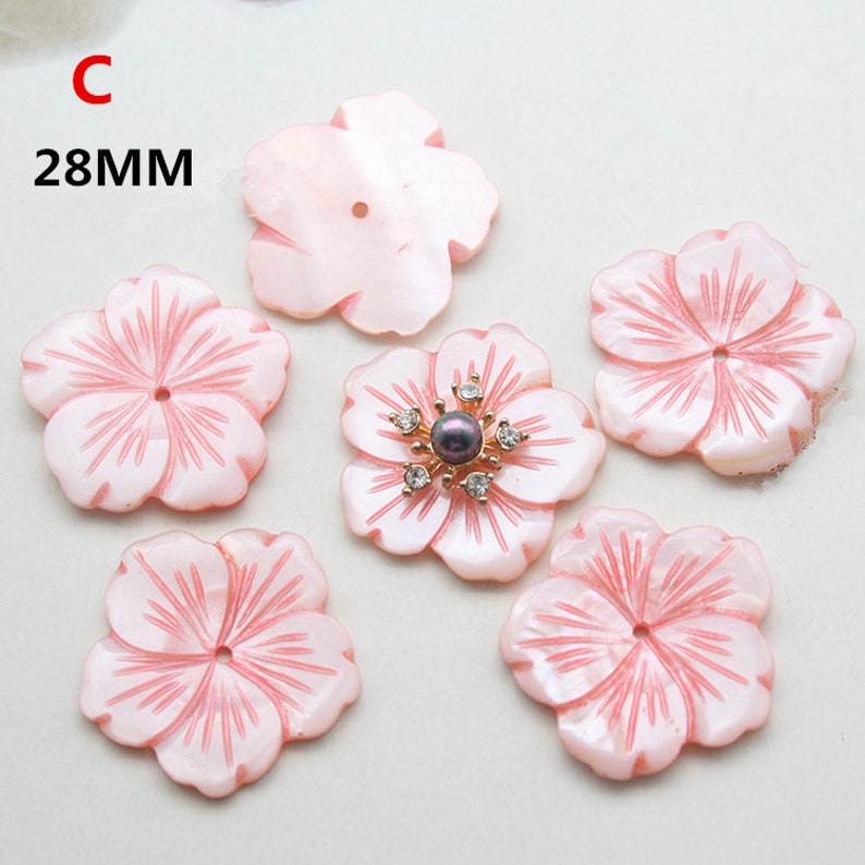 20pcs natural rosa concha flor perlas concha tallada flor | Etsy