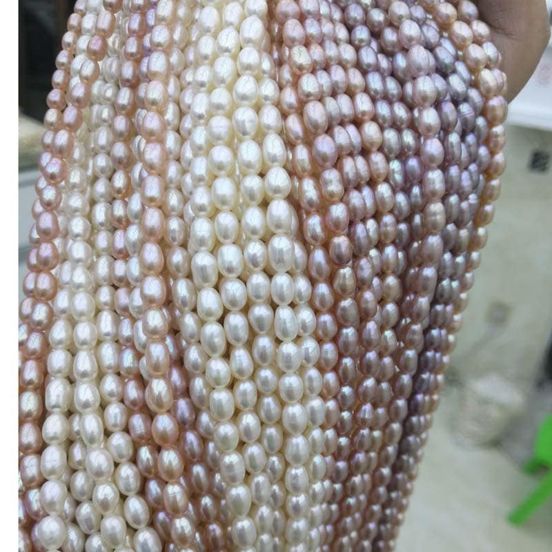 1 Strand 5mm Freshwater Rice PearlsFresh Water Oval Pearl | Etsy