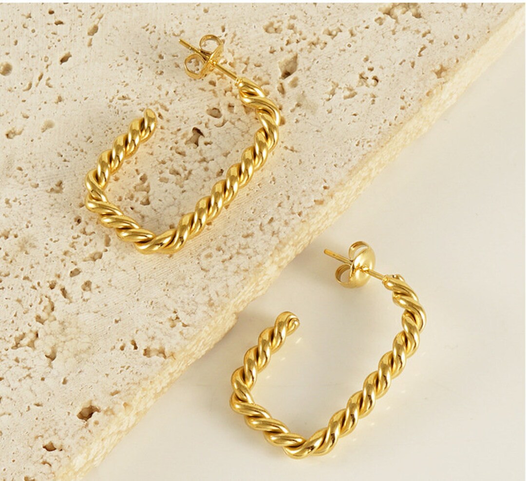 2pairs/5pairs 18K Gold Plated Stainless Steel C Earring U Earring ...