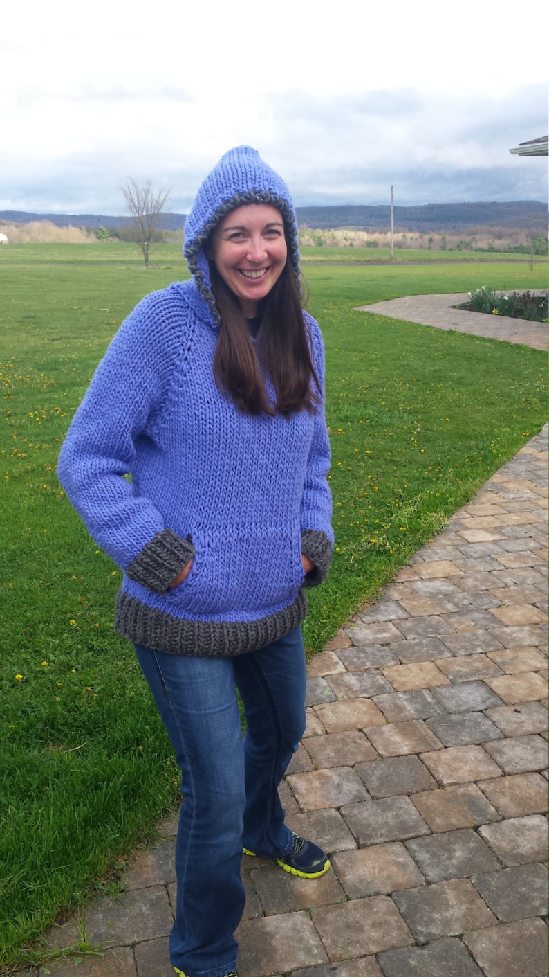 Danny's Sweatshirt Knitting Pattern Hoodie Bulky Sweater Pullover ...