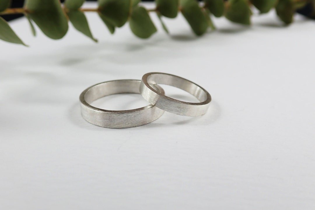 Matte Silver Alliances, Simple Wedding Rings, Flat Alliances, Smooth ...