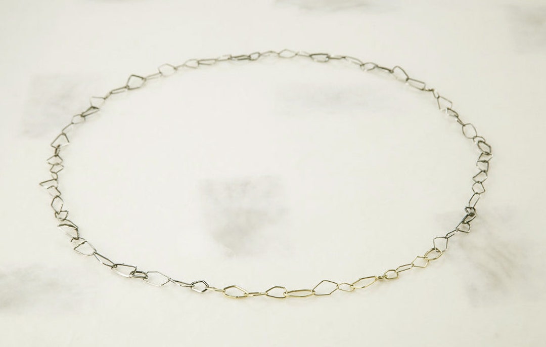 Silver and Gold Chain, Chain of Links, Rusty Silver, Sterling Silver ...
