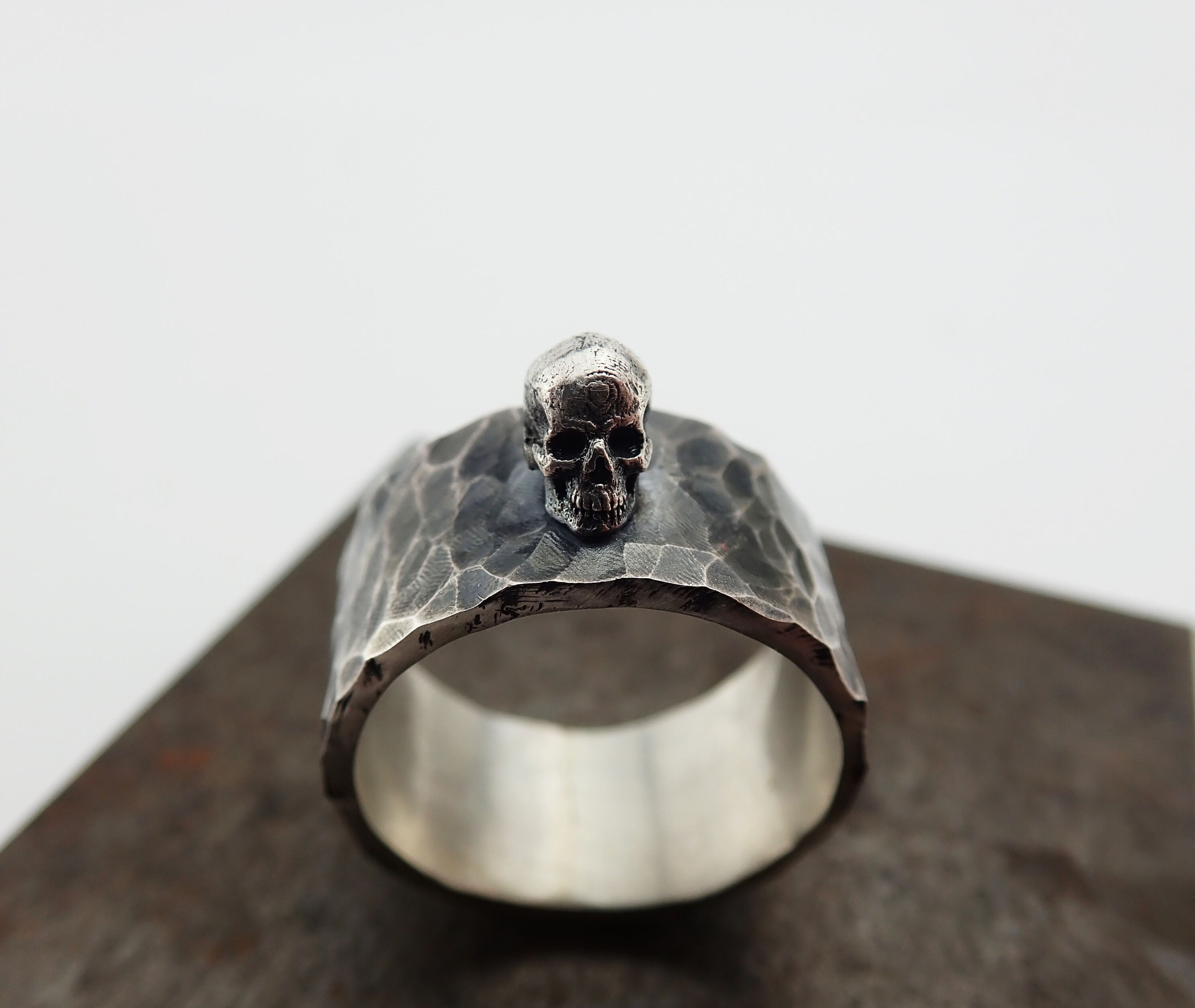 Men's Silver Ring With Skull Skull Ring Black Silver | Etsy