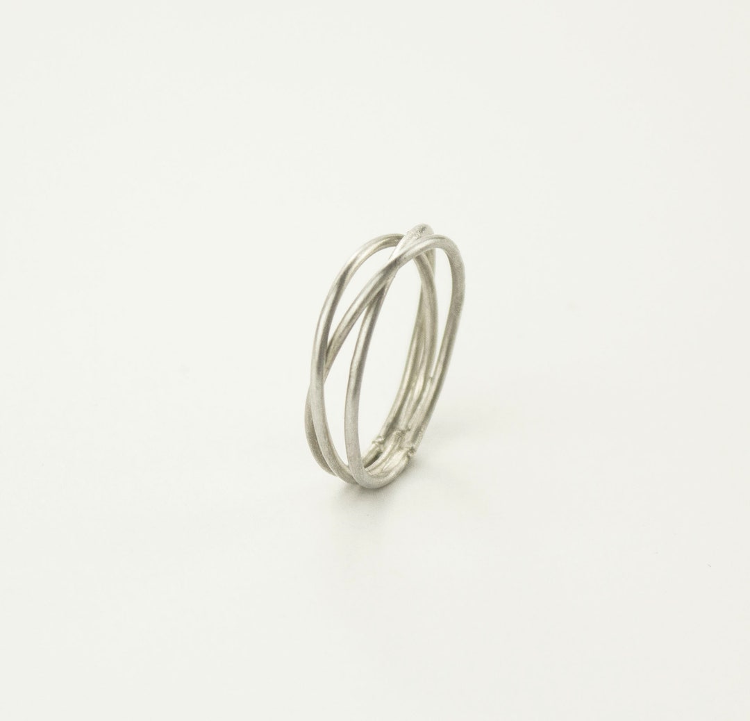 Triple Ring, Interlaced Threads Ring, Three-thread Silver Ring, Light ...