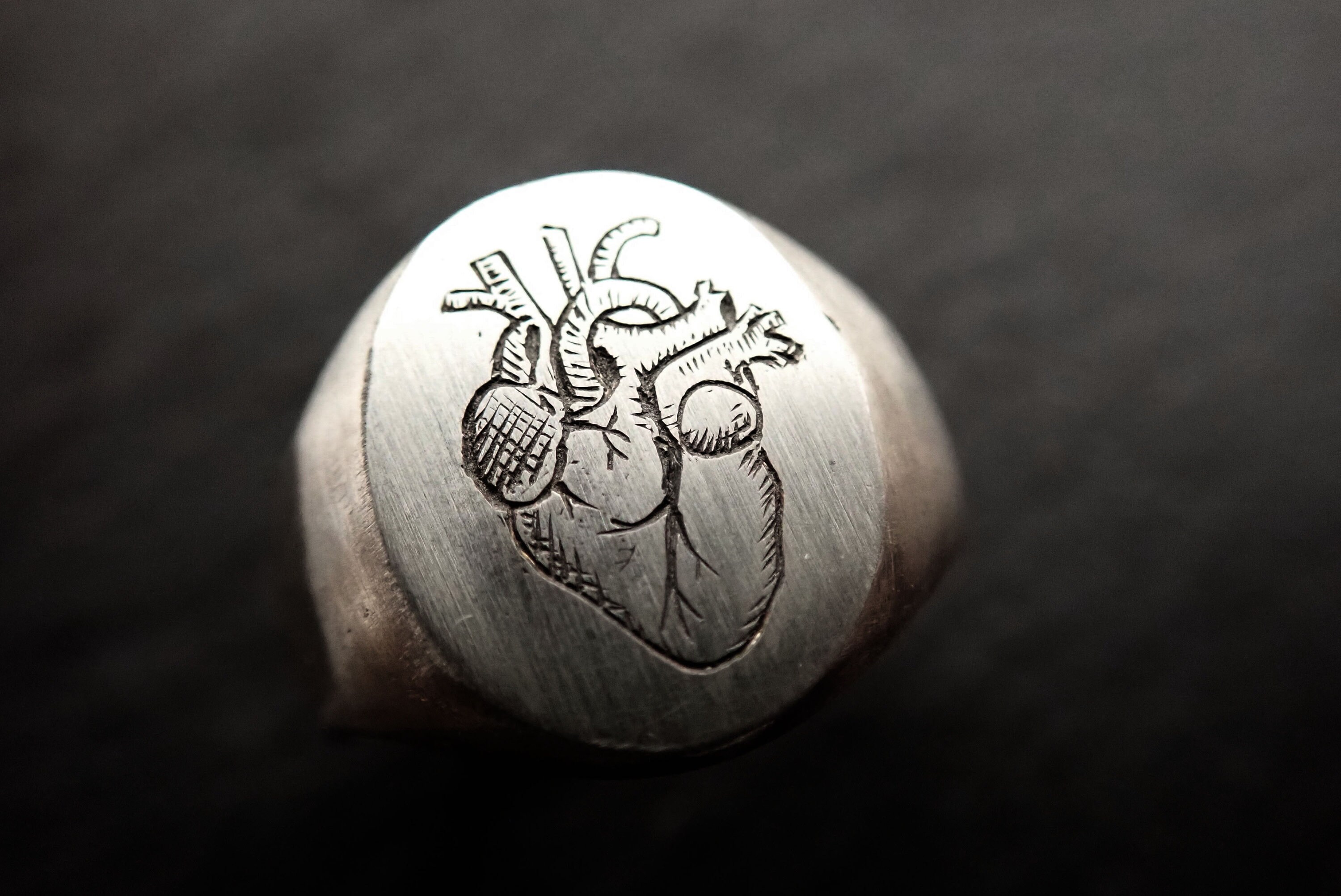 Anatomical Heart Ring Engravet Heart Realist Heart Signet - Etsy