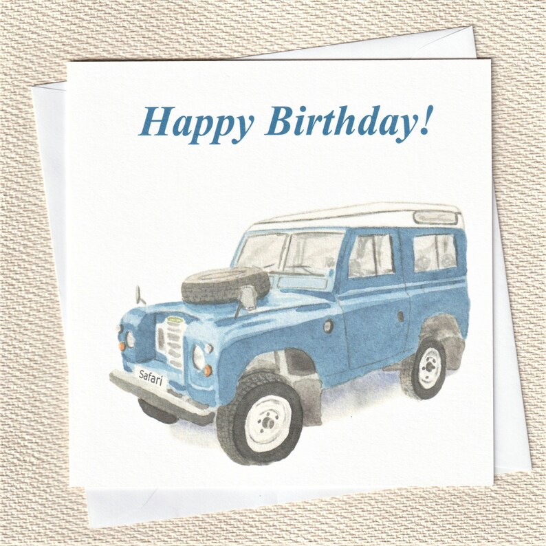 Land Rover Safari Classic Car Birthday Card With Optional | Etsy