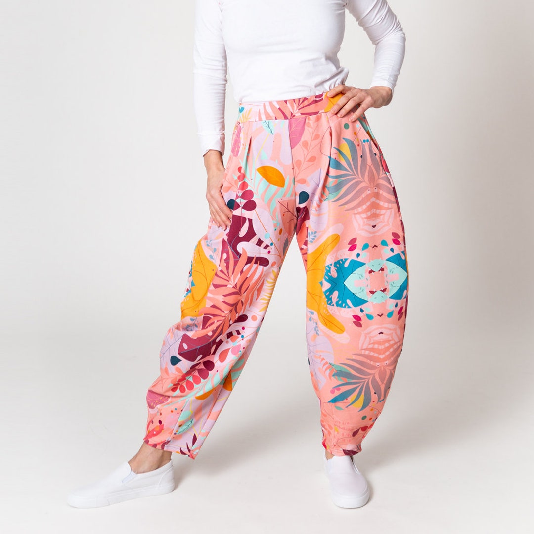 Balloon Pants, All-over Print, Abstract Pattern Pants for Women, Harem ...