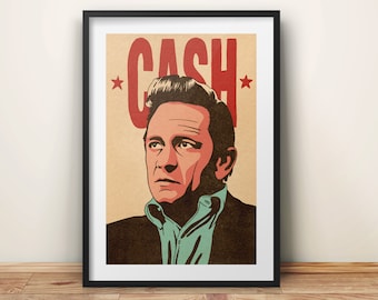 Johnny Cash Artist Print, the Man in Black, Pop Art, Music Poster, Rock ...