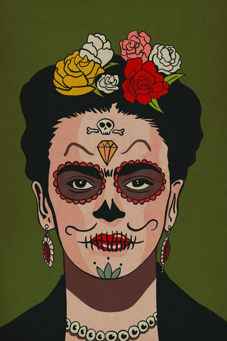 Frida Kahlo Sugar Skull Art Print - Etsy