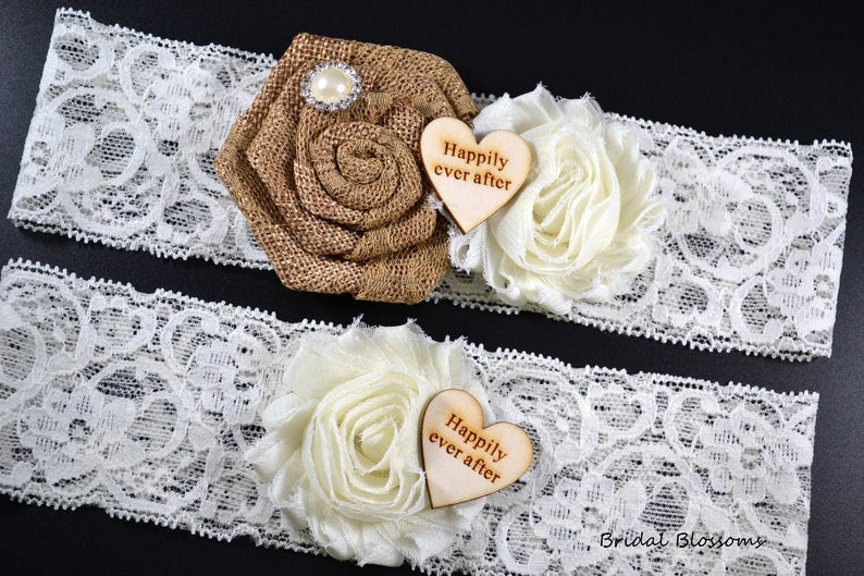 NO-SLIP Rustic Wedding Garter Set - Lace Bridal Garter With Burlap Wood ...