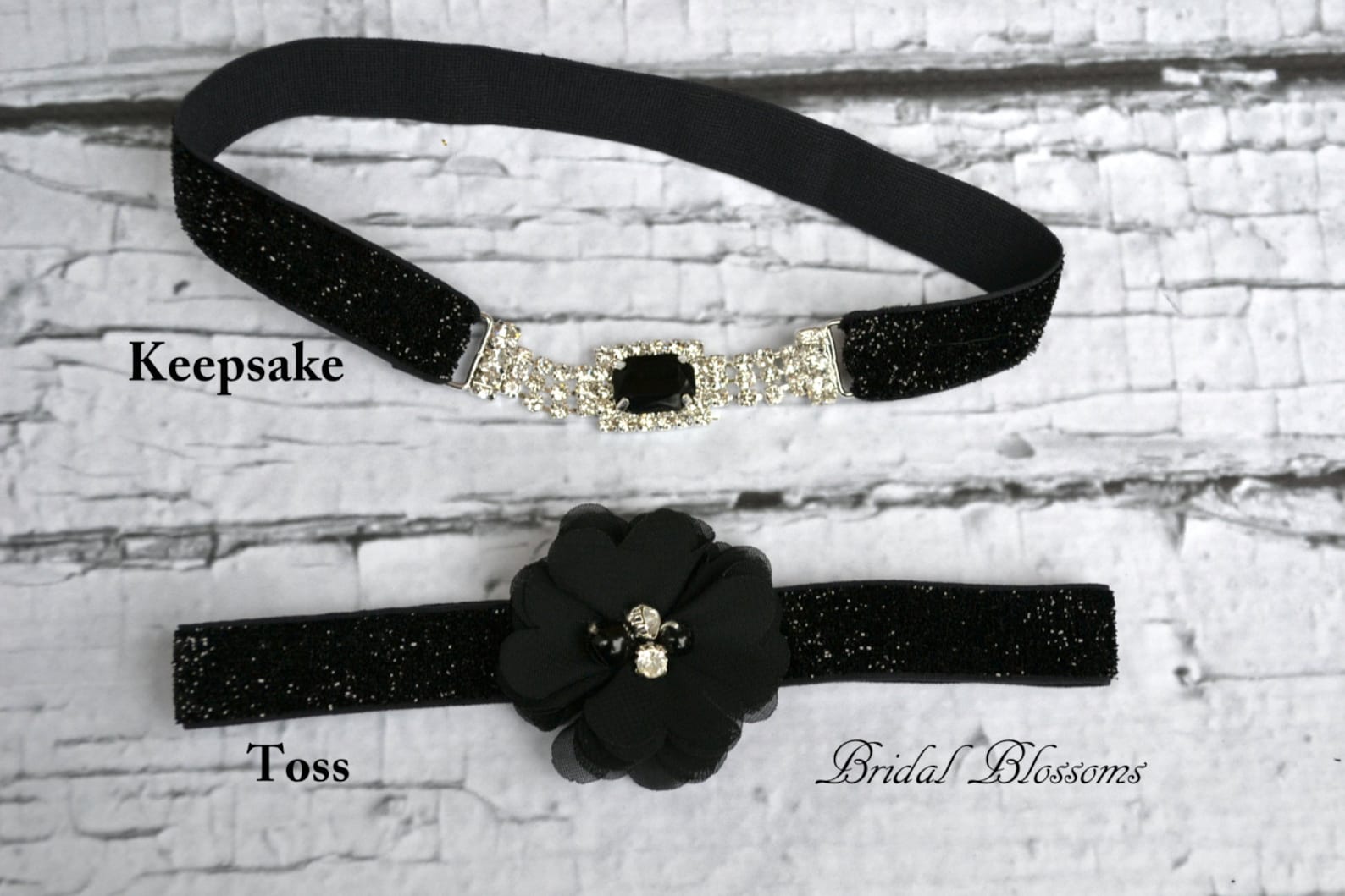 Rhinestone Bridal Garter Set | Black Elastic Garters | Rhinestone ...