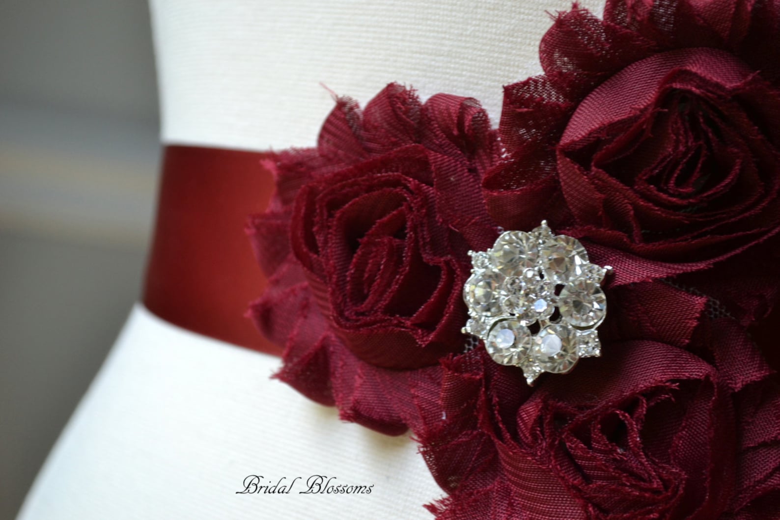 LORYN Maroon Vintage Inspired Bridal Sash Shabby Chiffon - Etsy