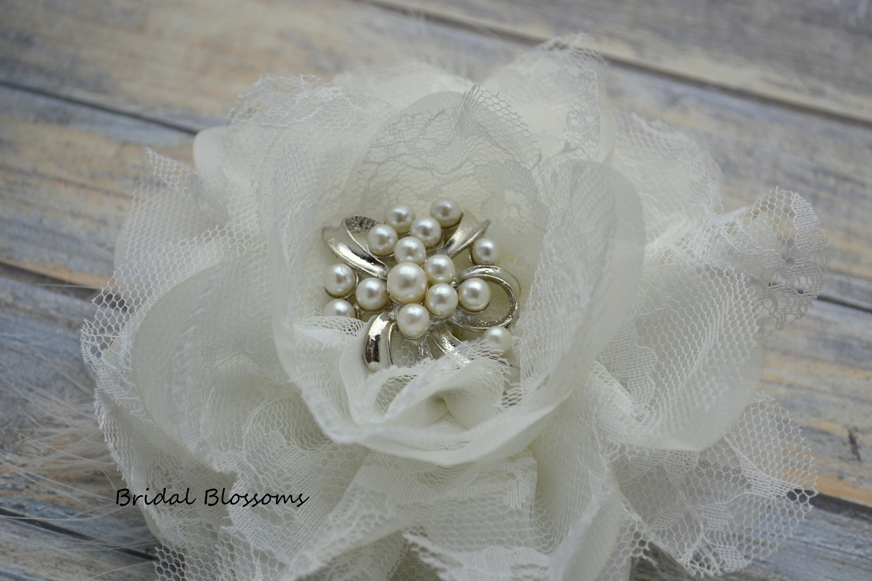 Large White Vintage Inspired Chiffon Lace Brooch | Wedding Dress ...