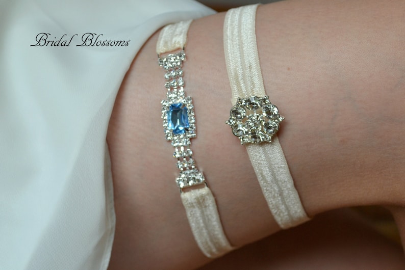 Rhinestone Bridal Garter Set | Ivory White Elastic Garters | Rhinestone ...