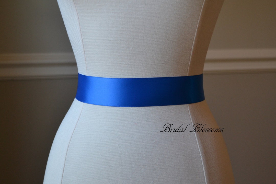 Royal Blue Satin Ribbon Bridal Sash Belt | Wedding Dress Sash | Ribbon ...
