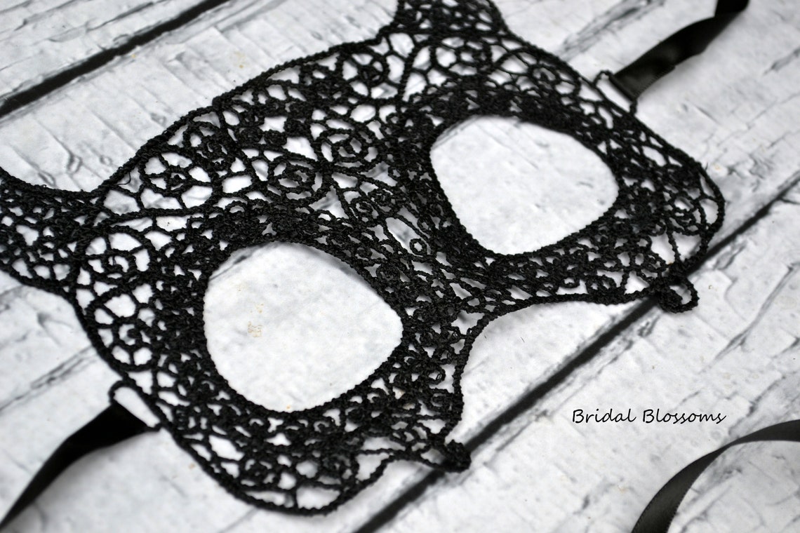 Black Lace Masquerade Mask Embroidery Masks Halloween Ball - Etsy