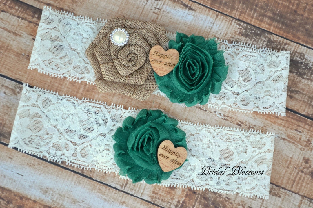 NO-SLIP Rustic Wedding Garter Set - Lace Bridal Garter With Burlap Wood ...