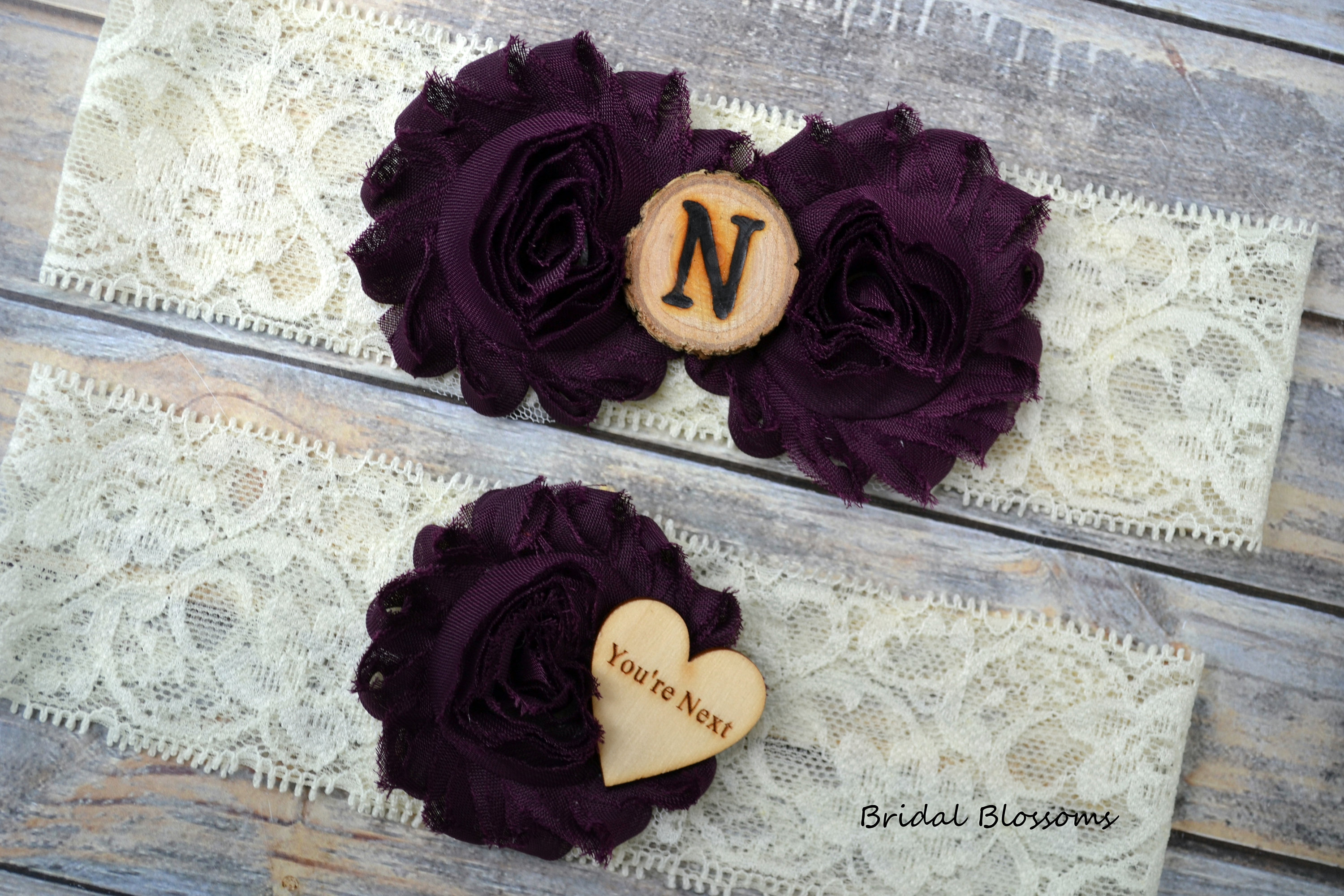 NO-SLIP Autumn Orange Something Blue Bridal Garter Set Initial ...