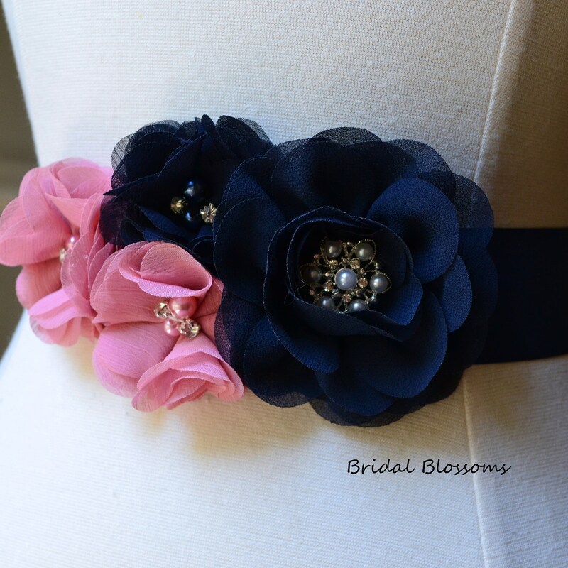 Pink and Navy Ribbon - Etsy