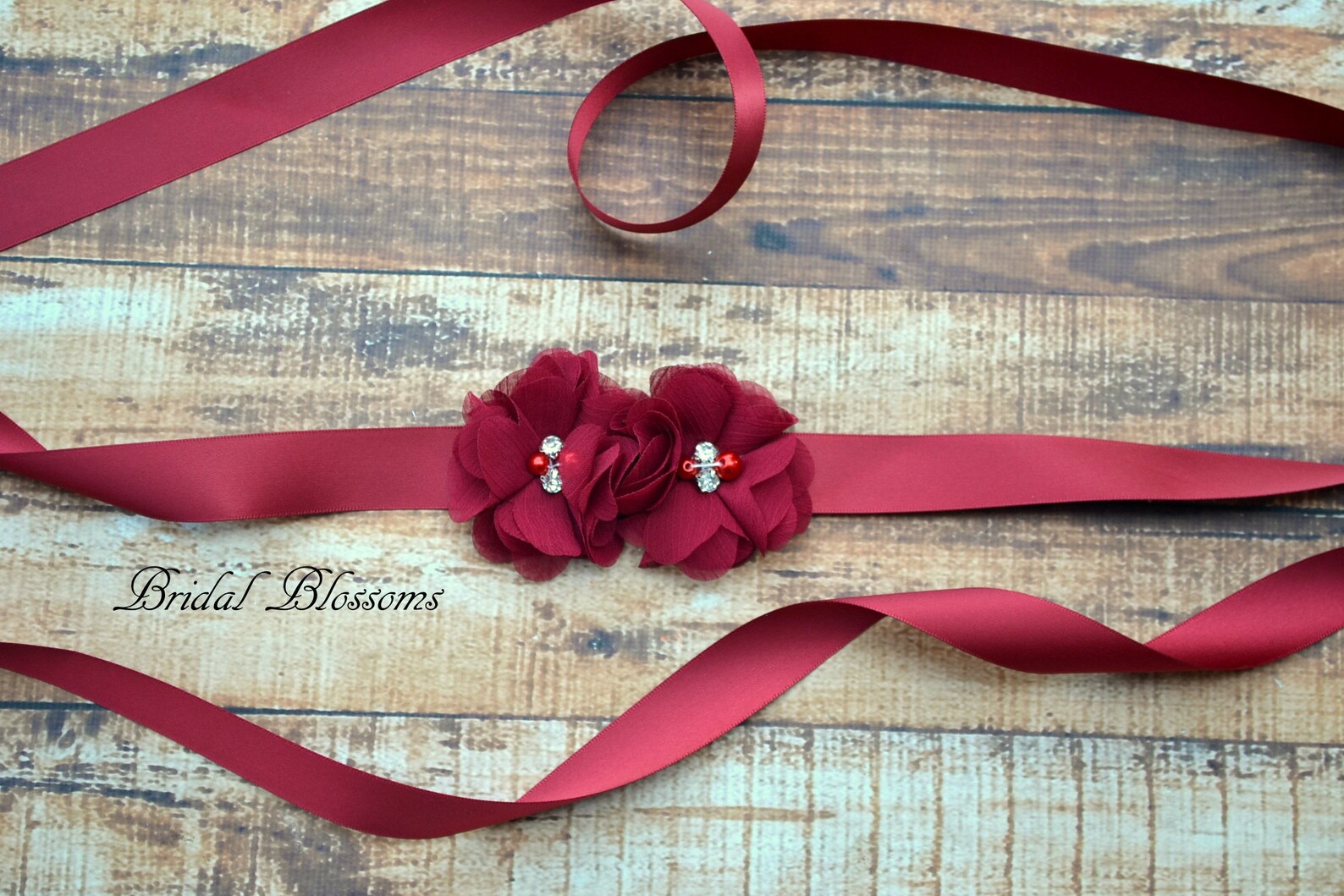 BELLA Maroon Burgundy Vintage Inspired Bridal Sash Chiffon - Etsy