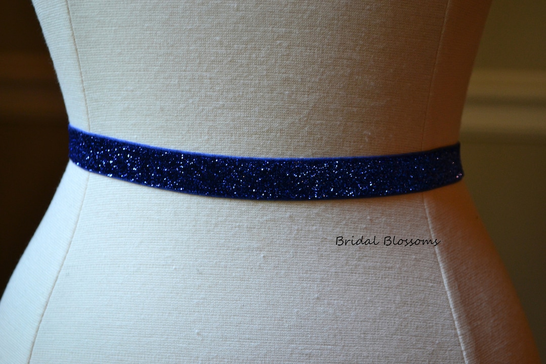 Royal Blue Glitter Elastic Belt - Custom No Shed Shimmer Sparkle Waist ...