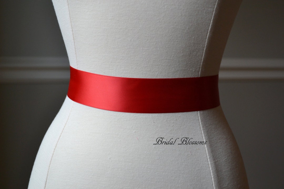 Red Elegant Double-faced Ribbon Bridal Sash - Custom Color Belt for ...