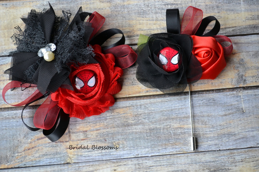 Superhero Inspired Corsage & Boutonniere Set - Prom Homecoming Elastic ...