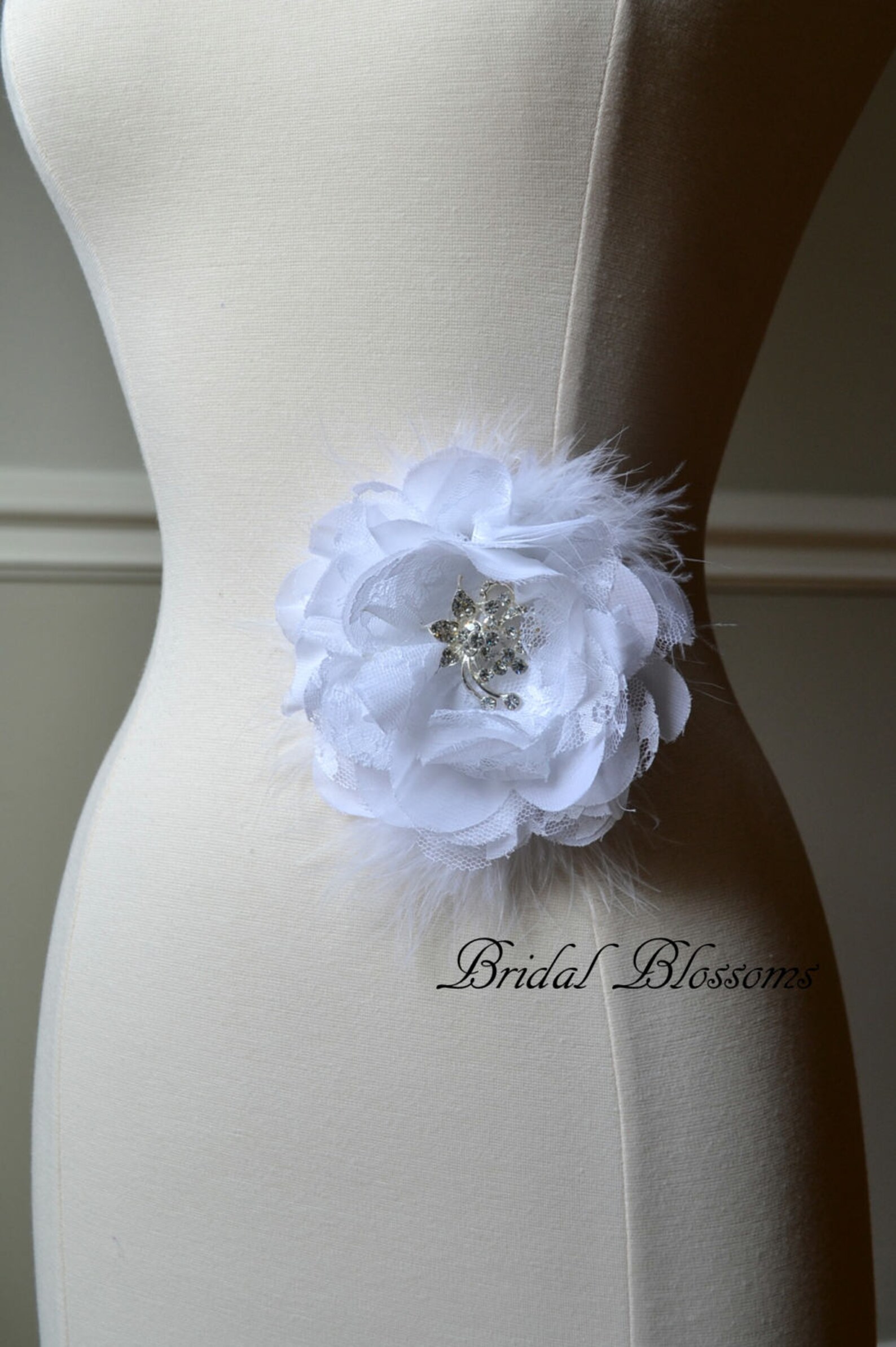 Large White Vintage Inspired Chiffon Lace Brooch | Wedding Dress ...