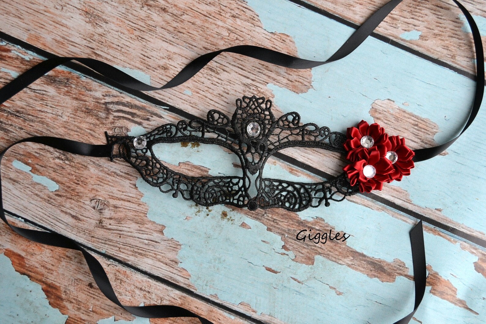 Dark Red Burgundy Flower Masquerade Mask - Embroidery Masks - Halloween ...