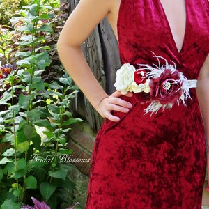 SEBBY Burgundy Ivory Black Flower Maternity or Bridal Sash | It's A Boy ...