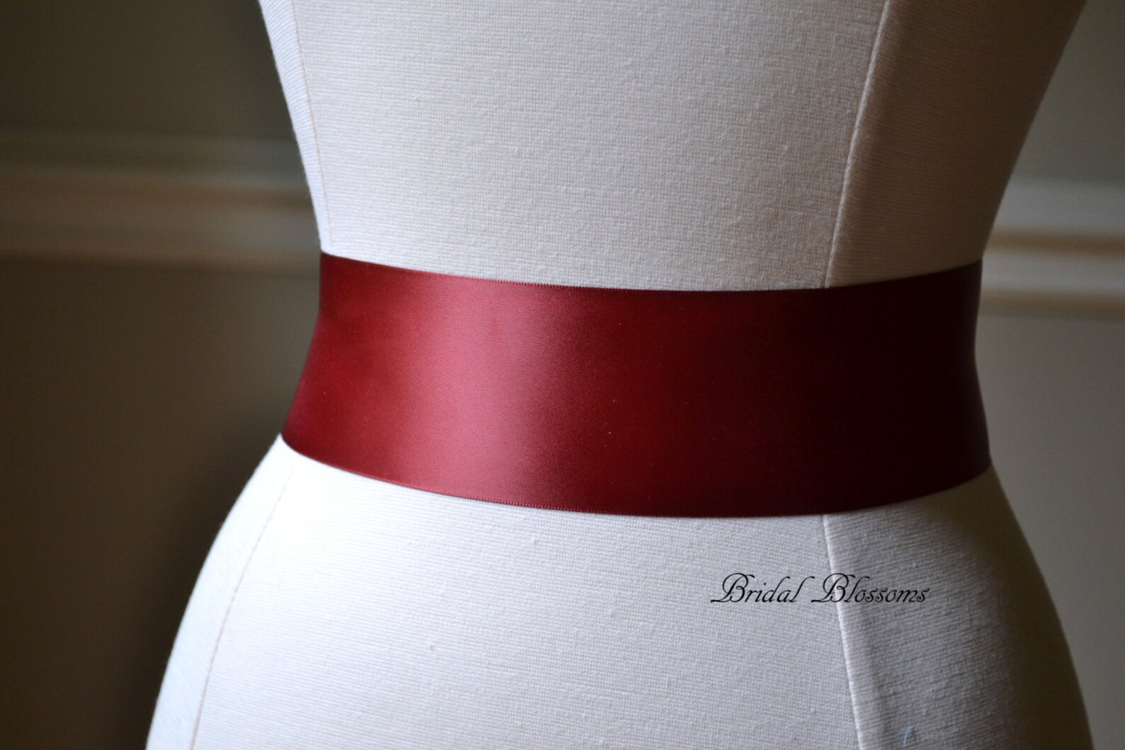 2.25 Wide Maroon Satin Ribbon Bridal Sash Belt Wedding | Etsy
