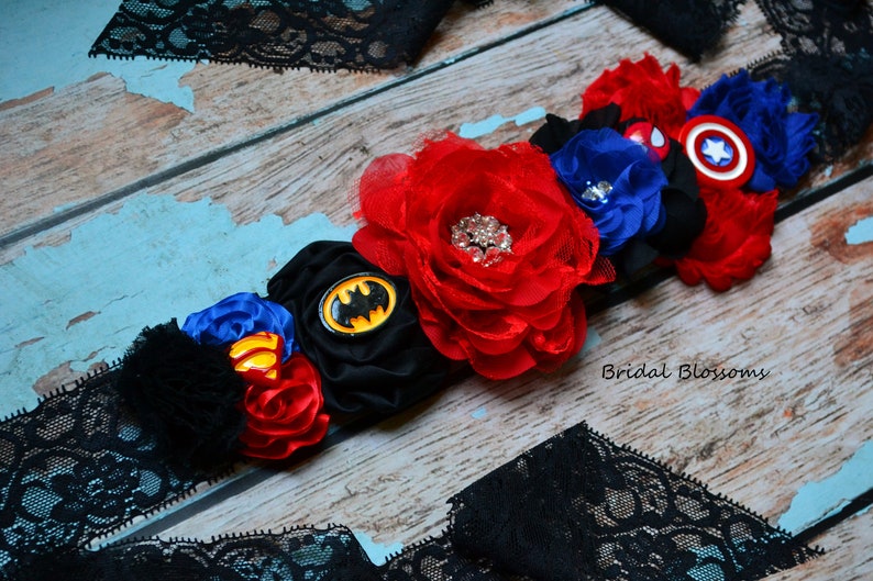 SUPERHERO Maternity Sash | Baby Shower Bell Sash | Superhero Baby ...