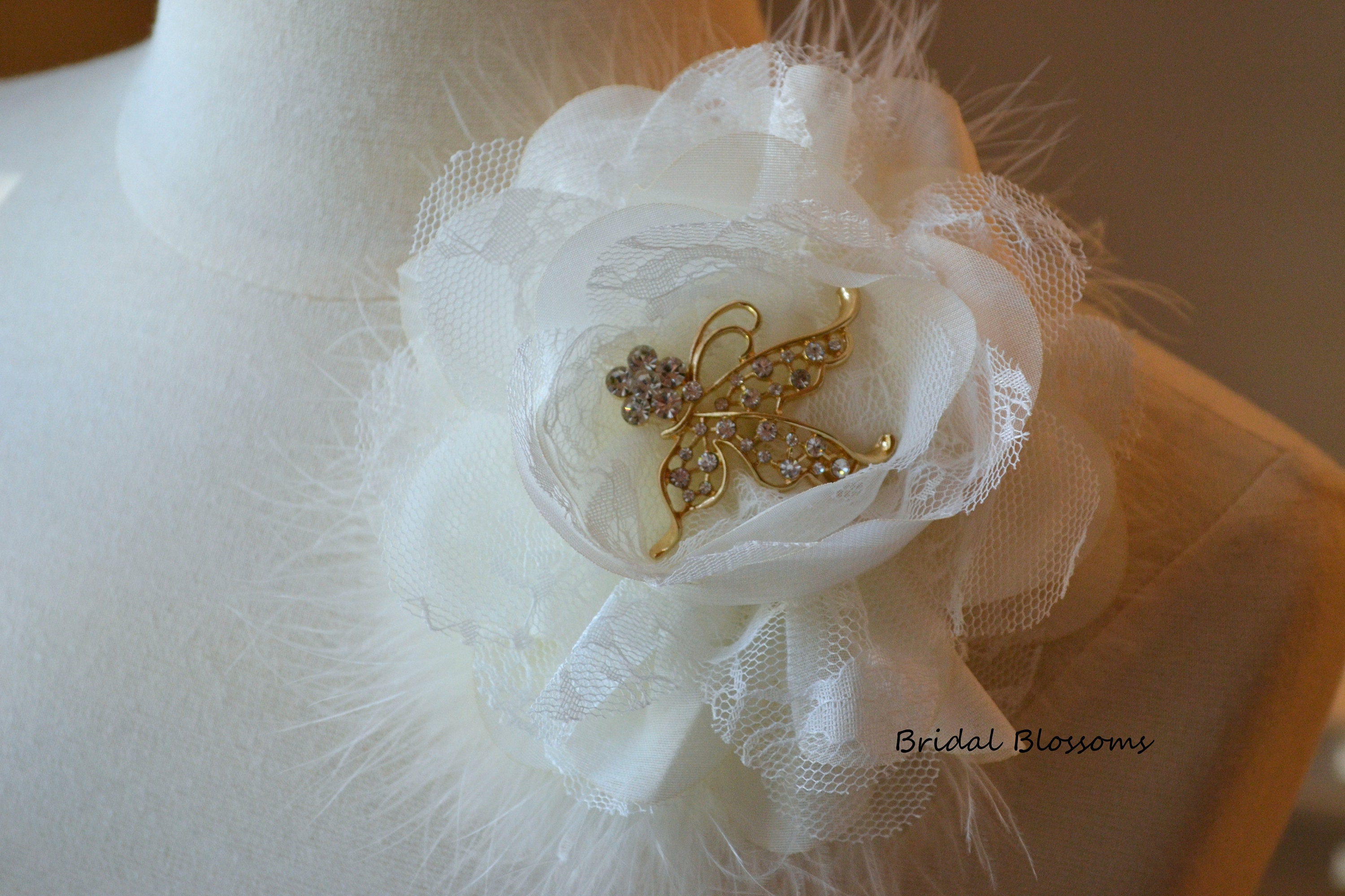 Large White Vintage Inspired Chiffon Lace Brooch | Wedding Dress ...