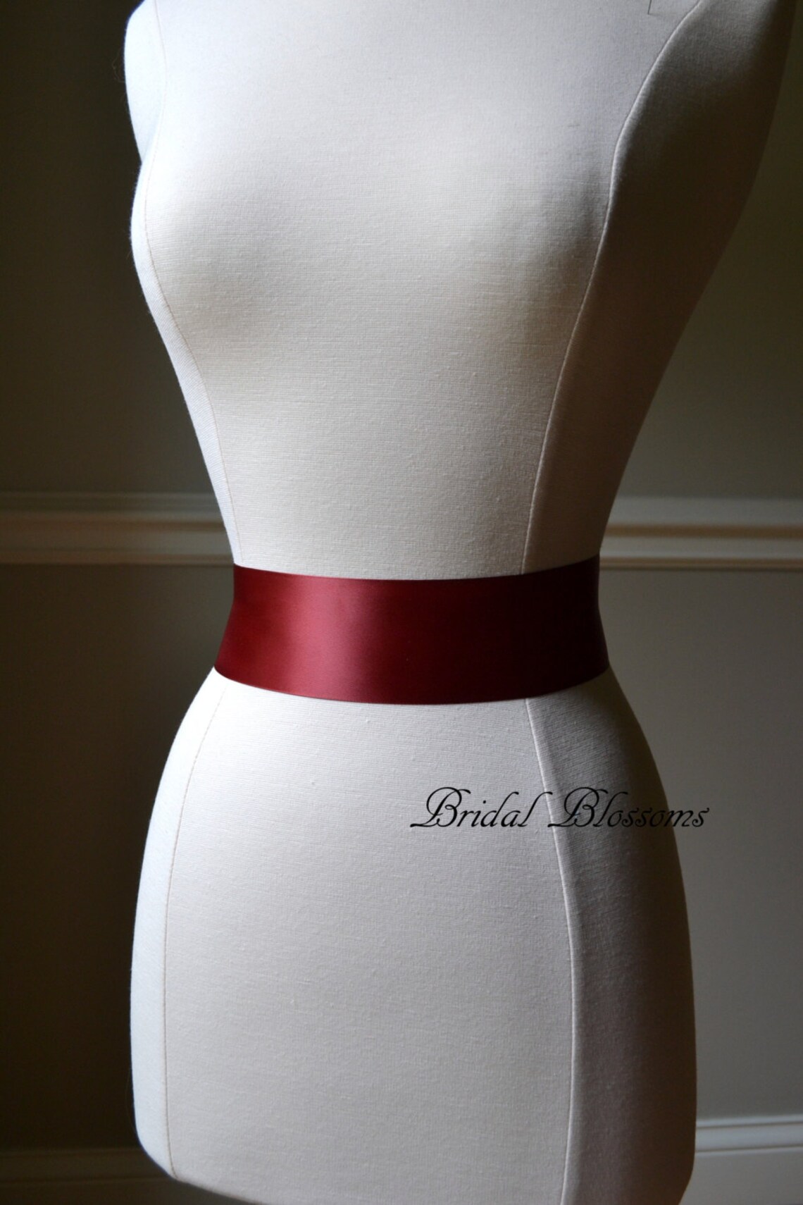2.25 Wide Maroon Satin Ribbon Bridal Sash Belt Wedding | Etsy