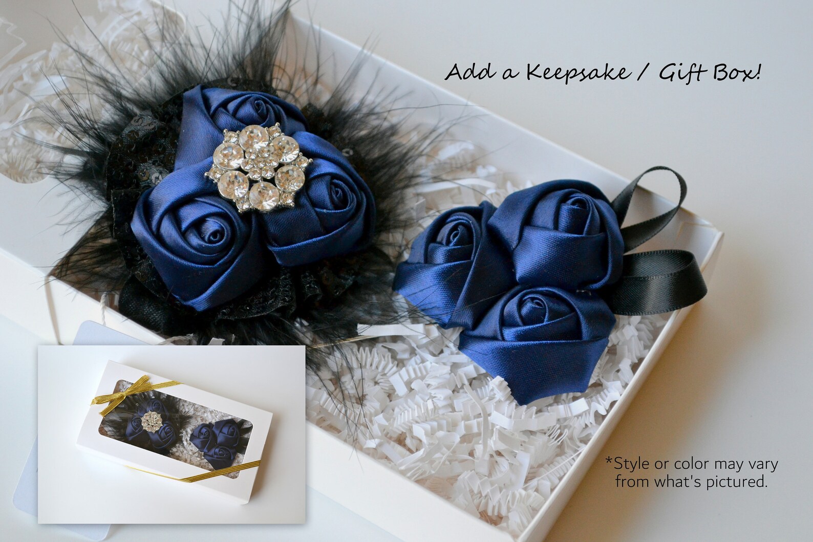 Hot Shocking Pink Black Satin Flower Wrist Corsage & Boutonniere Set ...