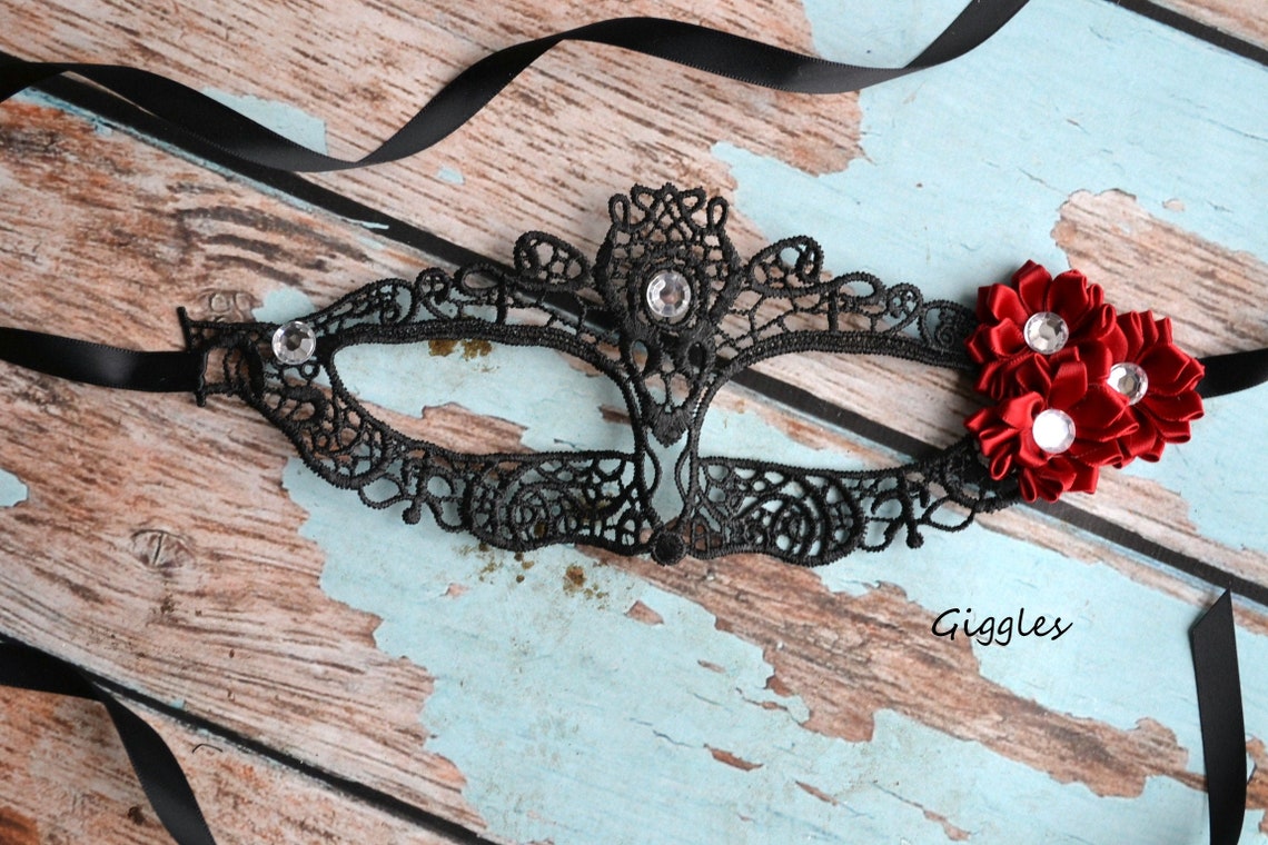 Dark Red Burgundy Flower Masquerade Mask Embroidery Masks - Etsy