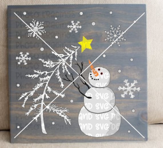 Snowman With Tree Svg File - Etsy