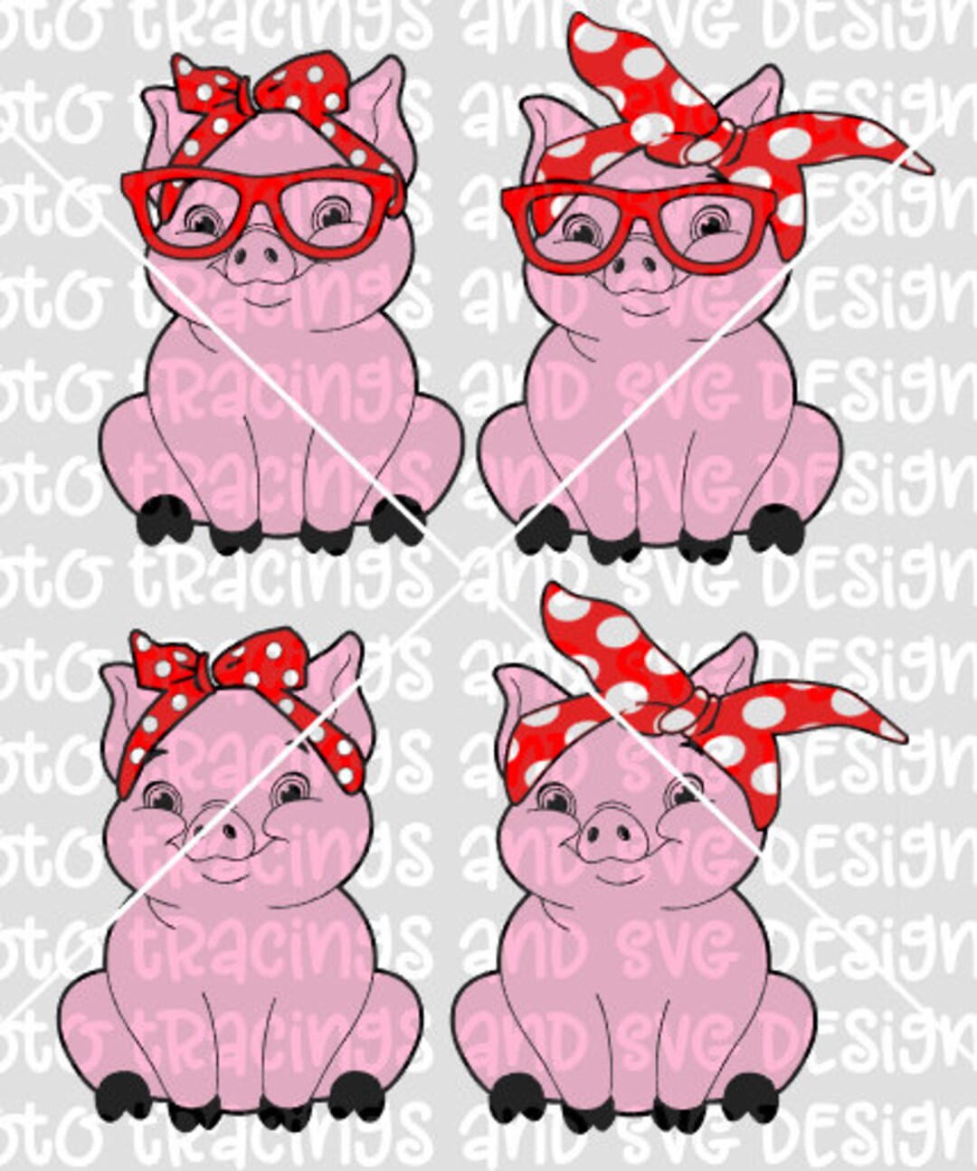 Pig With Bandana Glasses SVG - Etsy