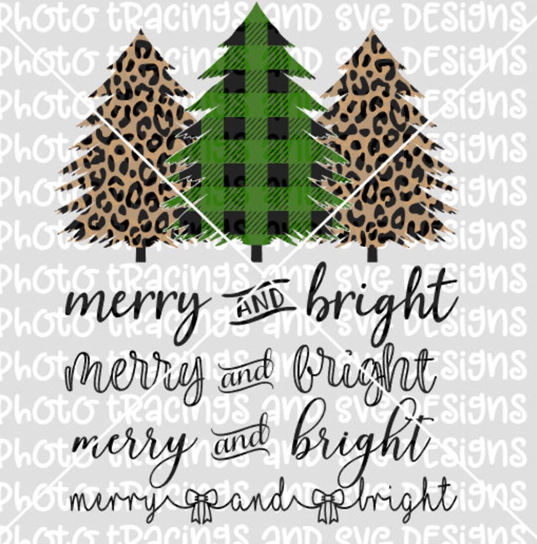 Merry and Bright Christmas Trees Svg File - Etsy
