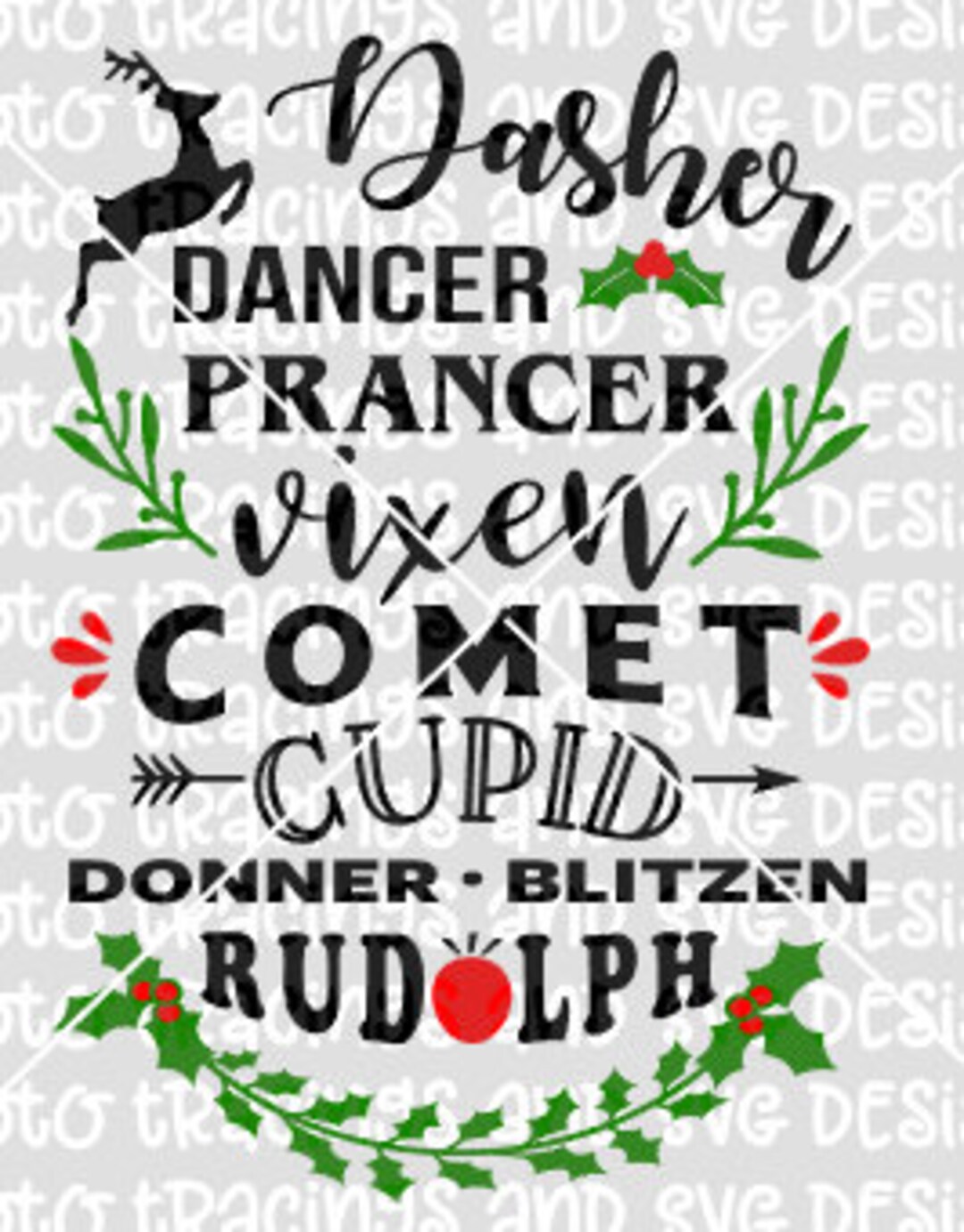 Dasher Dancer Reindeer Svg File Only - Etsy