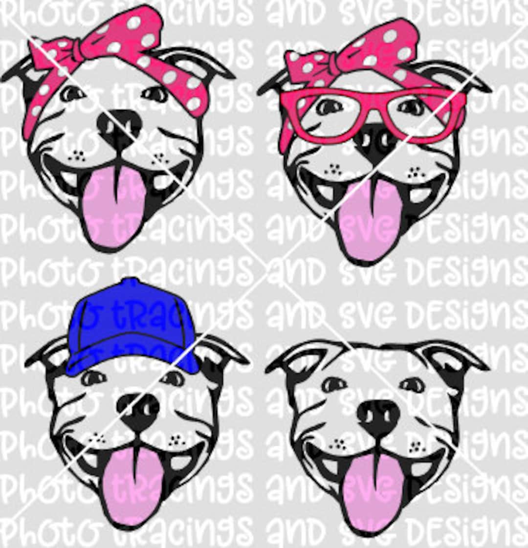Pit Bull Bandana Glasses SVG - Etsy