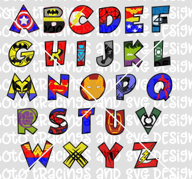 Superhero Alphabet Svg File - Etsy