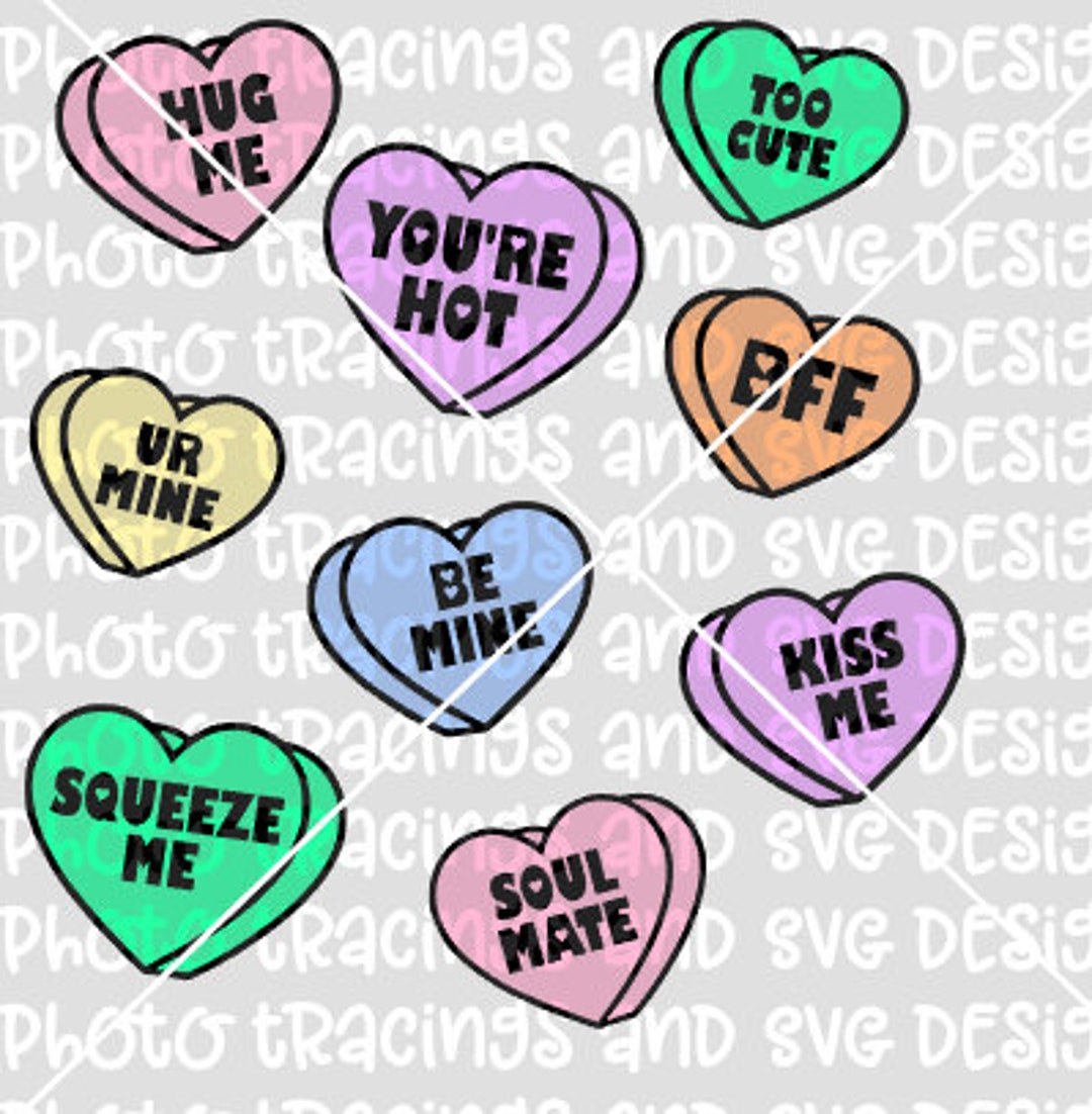 Conversation Hearts Valentine Svg - Etsy