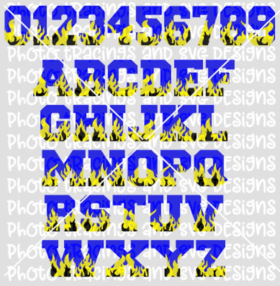Two Flame Font Files SVG With All Letters and Numbers - Etsy