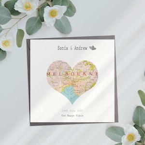 Special Location Map Card Anniversary Card Engagement Card - Etsy