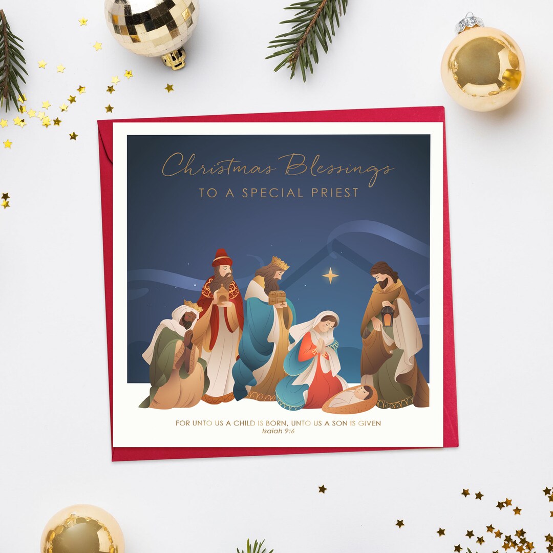 Merry Christmas Priest Card, Modern Christian Christmas Card, Happy ...