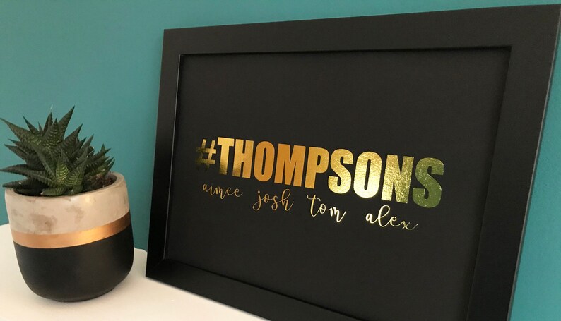 Personalised Family Name Print Metallic Family Name Frame - Etsy